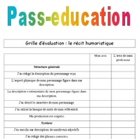 Récit humoristique - Ecriture - Rédaction grille d'évaluation : 4eme ...