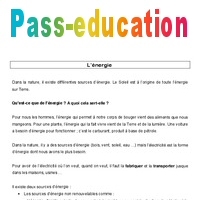 L'énergie - Sciences- Fiches Leçon : 4eme, 5eme Primaire - PDF à imprimer