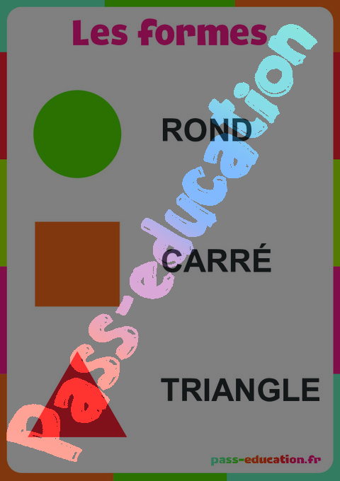 Formes - Affichages pour la classe : 1ere, 2eme, 3eme Maternelle ...