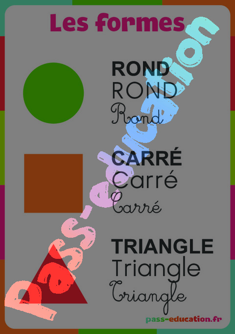 Formes - Affichages pour la classe : 1ere, 2eme, 3eme Maternelle ...