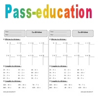 Division - Exercices corrigés : 3eme Primaire - PDF à imprimer
