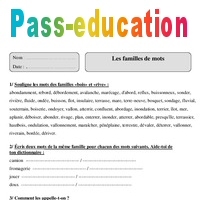 Familles de mots - Exercices corrigés - Vocabulaire : 4eme Primaire ...