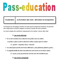 Formation des mots - Cours - Dérivation et composition : 6eme Primaire - PDF à imprimer