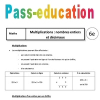 Multiplications - Nombres entiers - Décimaux - Cours : 6eme Primaire ...