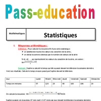 Statistiques - Cours : 2eme Secondaire - Cycle 4 - PDF à imprimer