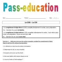 COD - COI - Complément d’objet - Direct - Indirect - Exercices : 4eme ...