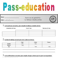 Exercices - Tableau à double entrée - Géométrie : 1ere Primaire - Cycle ...