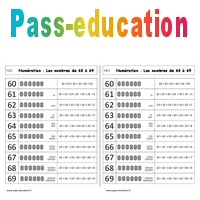 Nombres de 60 à 69 - Cours, Leçon : 1ere Primaire - PDF à imprimer
