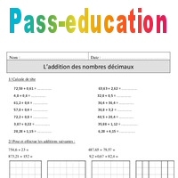 Addition des nombres décimaux - Révisions avec correction : 4eme ...