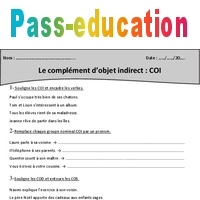 COI - Complément d'objet indirect - Exercices avec correction : 4eme ...