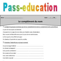 Groupes nominaux - Complément du nom - Exercices : 4eme Primaire ...