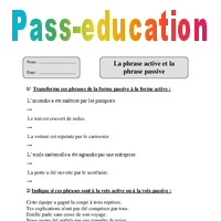 Phrase active - Phrase passive - Fiche d’exercices avec correction : 5eme Primaire - PDF à imprimer