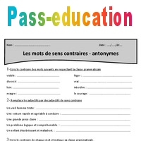 Antonymes - Exercices sur les mots de sens contraires : 4eme Primaire ...