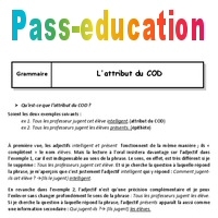 Attribut du COD - Cours : 3eme Secondaire - Cycle 4 - PDF à imprimer