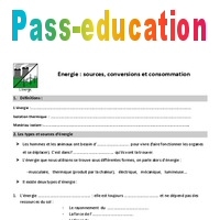 Energie - Sources, conversions et consommation - Cours, Leçon : 4eme ...