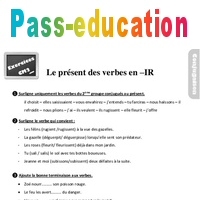 Le présent des verbes en - ir - Exercices, révisions : 5eme Primaire ...