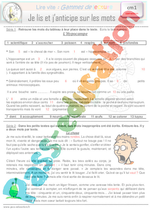 Je lis et j'anticipe sur les mots - Gamme de lecture : 4eme Primaire ...