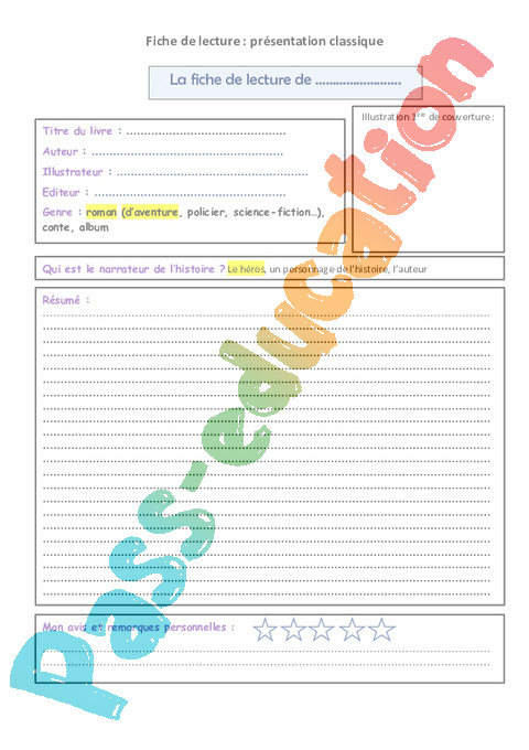 La fiche de lecture - Textes informatifs - Production d'écrit - Fiche ...