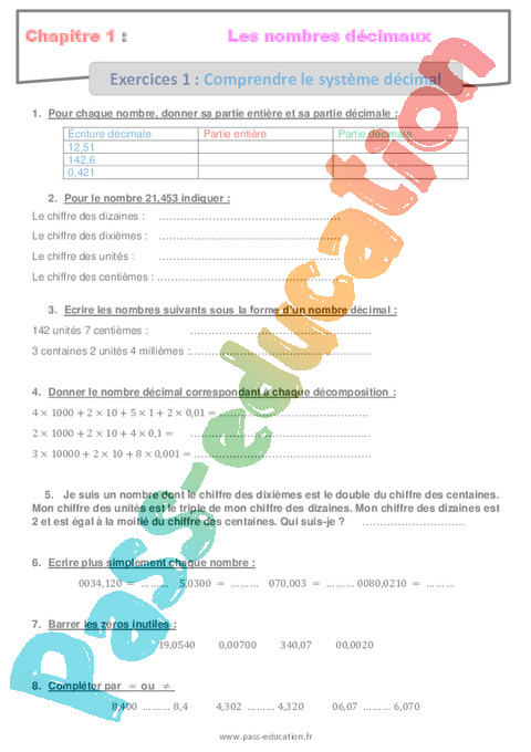 Comprendre le système décimal - Séquence complète sur les nombres ...