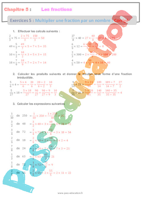 Multiplier une fraction par un nombre - Séquence complète - Les ...