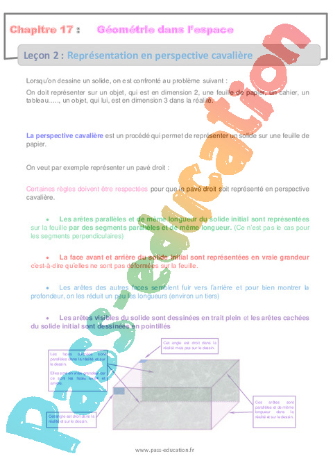 Représentation en perspective cavalière - Géométrie dans l’espace ...