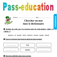 Chercher un mot dans le dictionnaire - Étude de la langue - Exercices ...