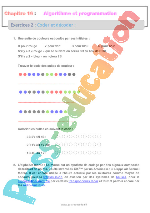 Coder Et Décoder Exercices Avec Les Corrections 1ere Secondaire Pdf à Imprimer