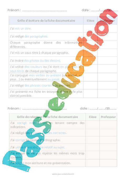 La fiche documentaire - Séquence complète - Production d'écrit : 2eme ...