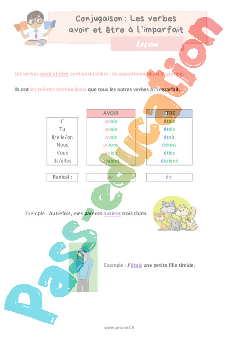 Les verbes avoir et être à l’imparfait - Cours, Leçon de conjugaison ...