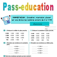 Encadrer, intercaler, placer sur une droite les nombres entiers de 0 à ...