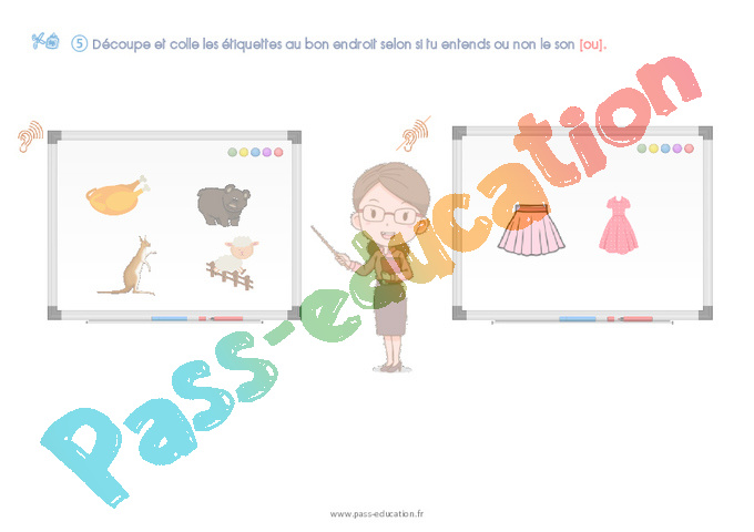 Le son [ou] - Phonologie - Exercices : 3eme Maternelle - Cycle Fondamental - PDF à imprimer