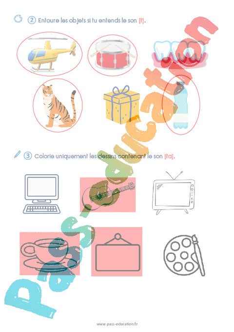 Le son [t] - Phonologie - Exercices : 3eme Maternelle - Cycle Fondamental - PDF à imprimer