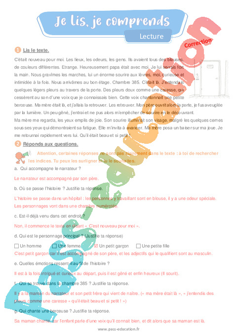 Naissance - Lecture- Fiches Je lis, je comprends : 4eme Primaire - PDF ...