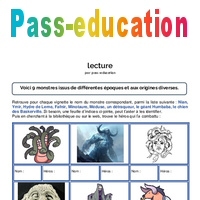 Les monstres - Atelier de lecture : 6eme Primaire - PDF à imprimer