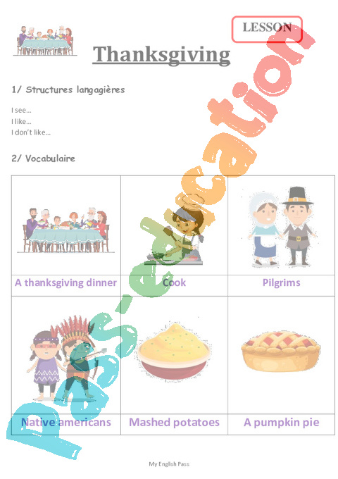 Thanksgiving - Cours, Leçon d'anglais - Séquence 6 - My English Pass ...