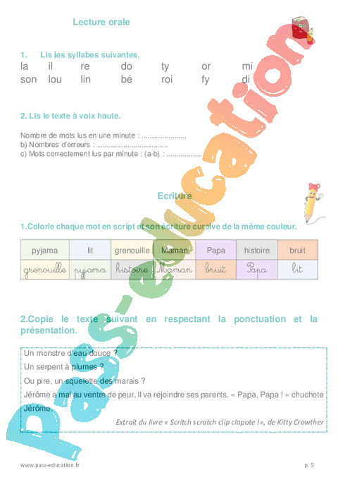 Français - Évaluation, bilan de fin d’année : 1ere Primaire - PDF à ...