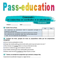 Les conjonctions de coordination et de subordination - Exercices avec les corrigés : 1ere ...