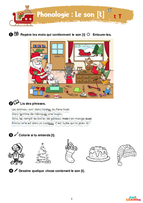 Noël - Cahier de vacances : 1ere Primaire - PDF à imprimer
