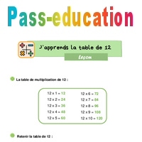 Apprendre la table de 12 - Cours, Leçon : 2eme Primaire - PDF à imprimer