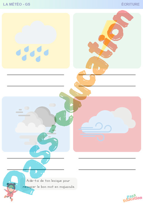 Météo - Ecriture : 3eme Maternelle - Cycle Fondamental - PDF à imprimer