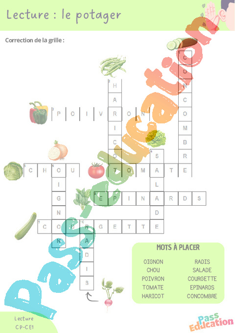 Le potager - Lecture : 1ere, 2eme Primaire - PDF à imprimer