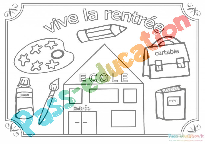 Coloriage gratuit : école - PDF à imprimer