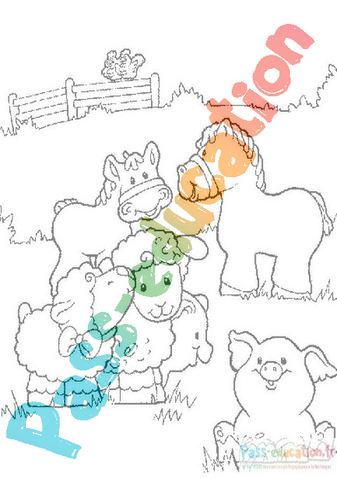 Coloriage gratuit : Animaux de la ferme - PDF à imprimer