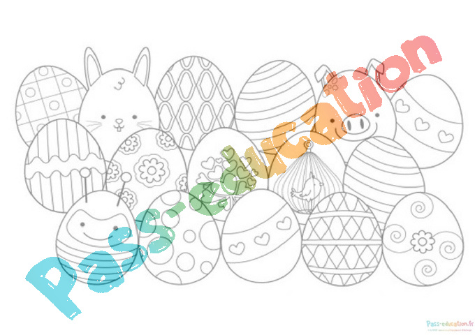 Coloriage gratuit : Oeufs de pâques - PDF à imprimer