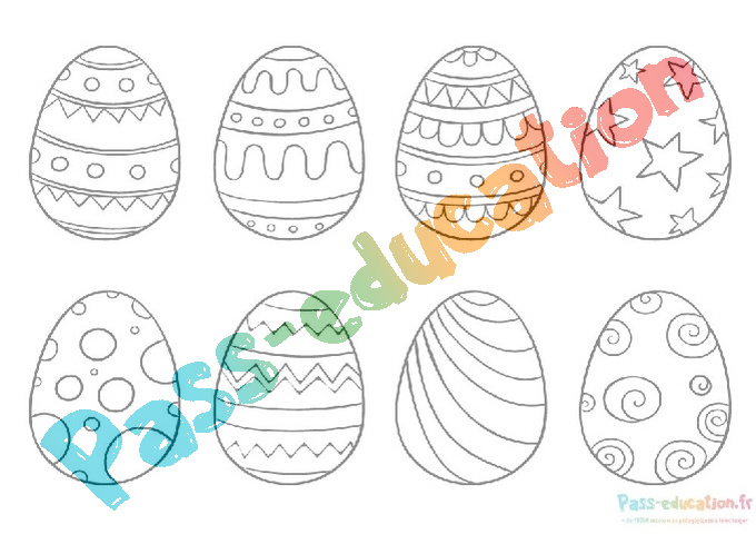 Coloriage gratuit : Oeufs de pâques - PDF à imprimer