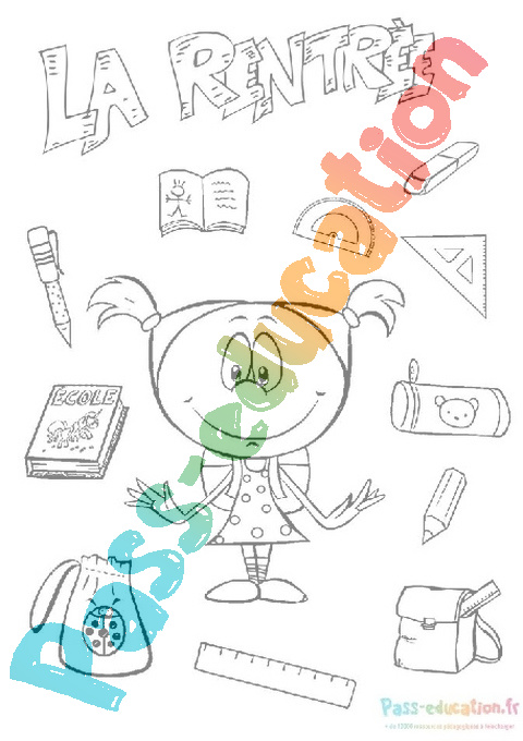 Coloriage gratuit : Rentrée - PDF à imprimer