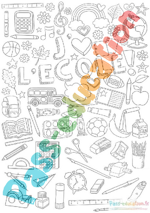 Coloriage gratuit : Rentrée - PDF à imprimer