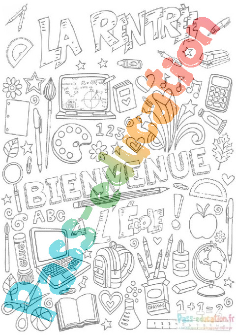 Coloriage gratuit : Rentrée - PDF à imprimer