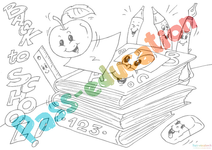 Coloriage gratuit : Rentrée - PDF à imprimer