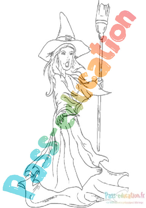 Coloriage sorcière gratuit à imprimer : téléchargement pdf varié